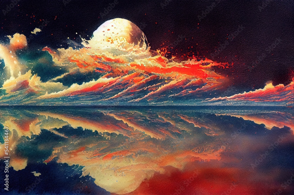 Huge Nuclear Bomb Explosion in City digital art style, illustration ...