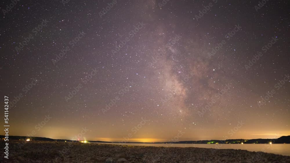 Time-lapse of the Milky Way moving across the sky above a lake. Shot in ...