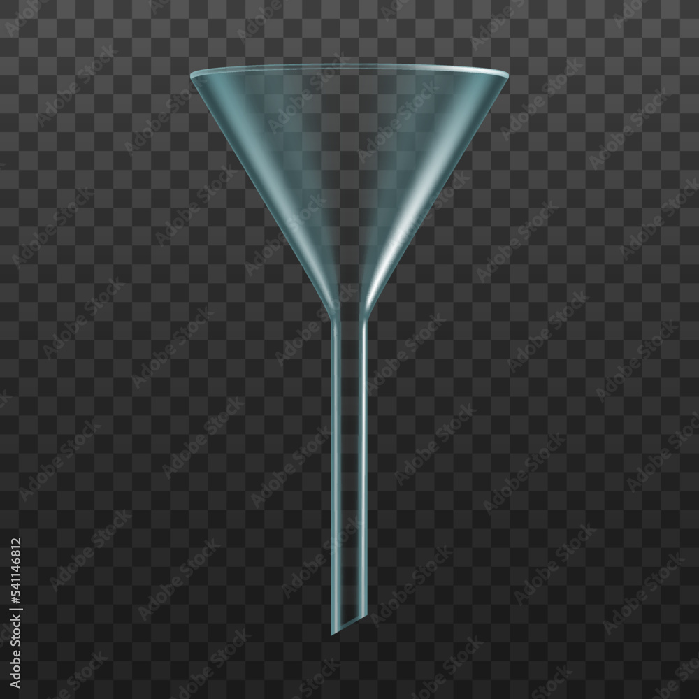 Isolated glass funnel, laboratory glassware or lab test equipment ...