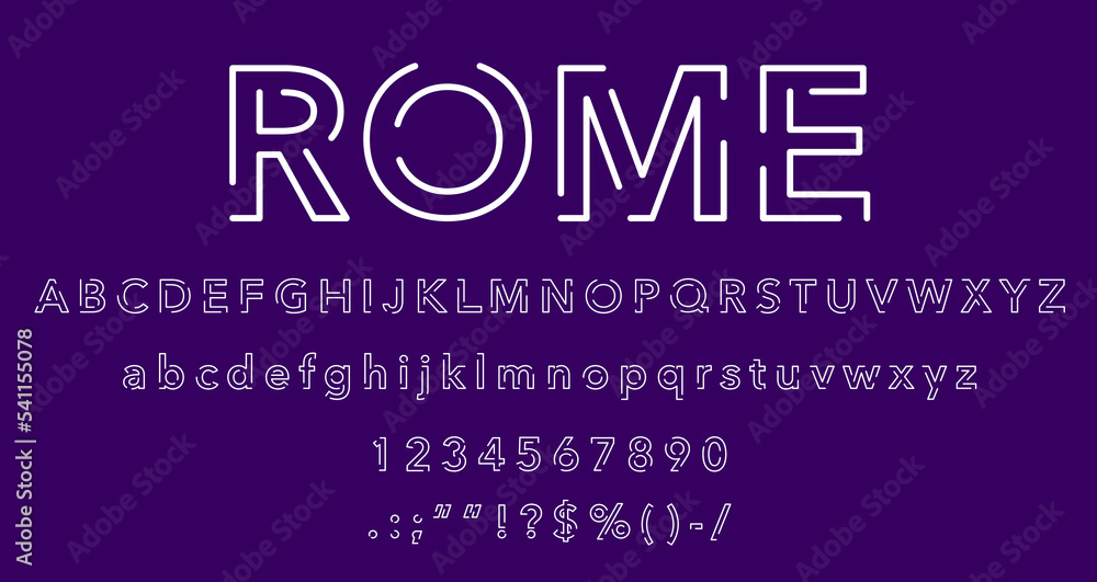 Slim linear font type, typeface alphabet of line letters, vector ...