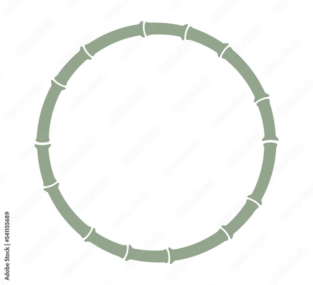 Green bamboo stalk circle frame. Natural round text box. Bamboo branch ...