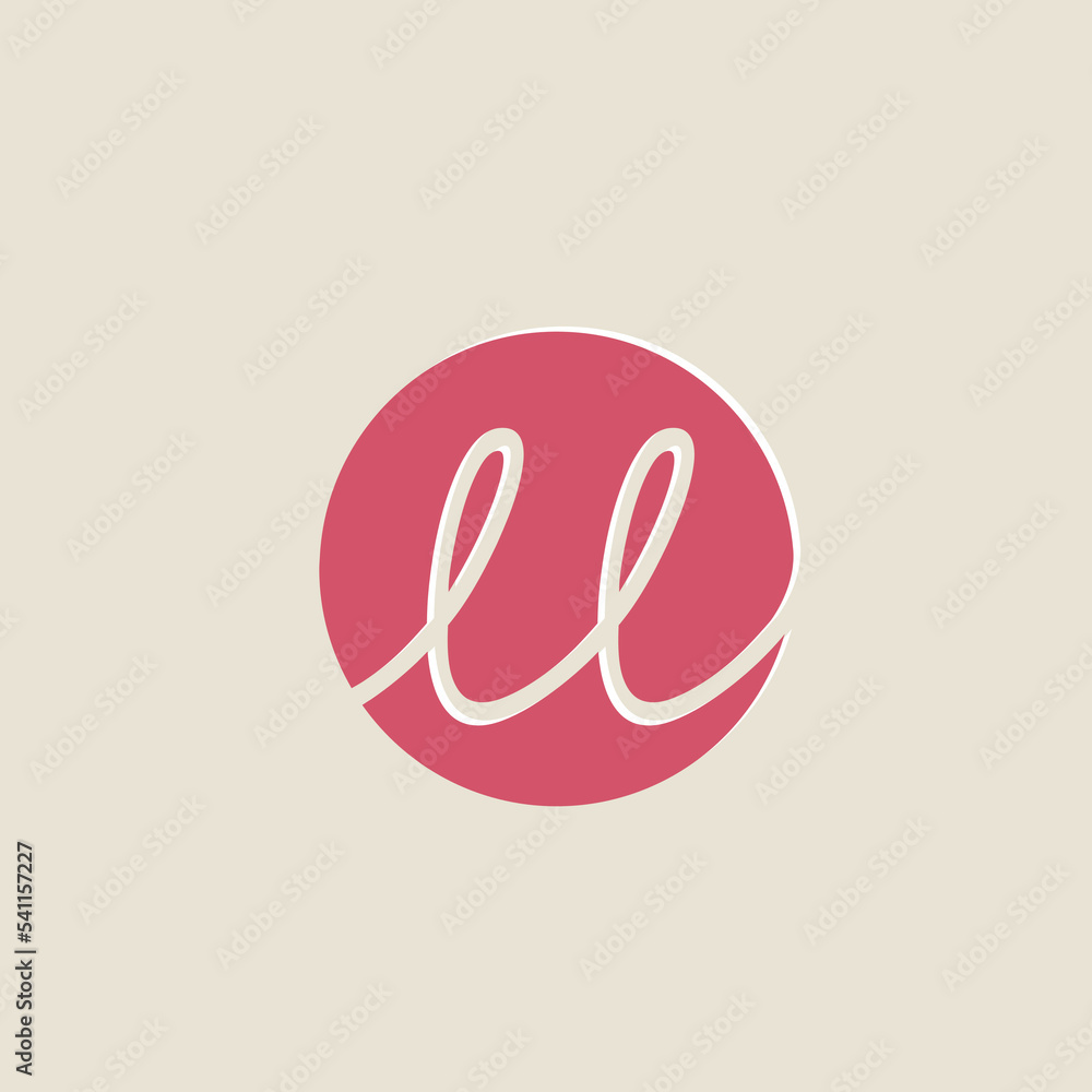 LL monogram logo.Calligraphic signature icon.Script letter l.Lettering ...