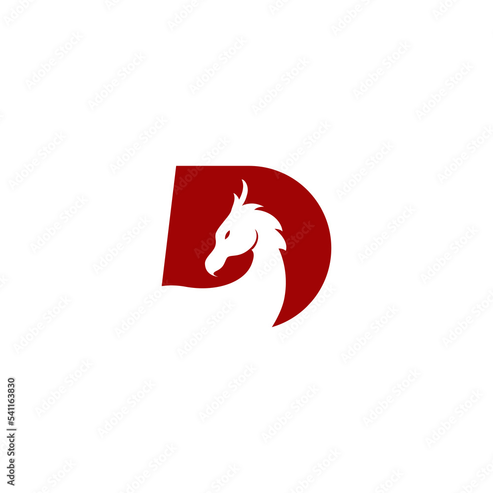 vector illustration of letter D and dragon for icons, symbols and logos ...