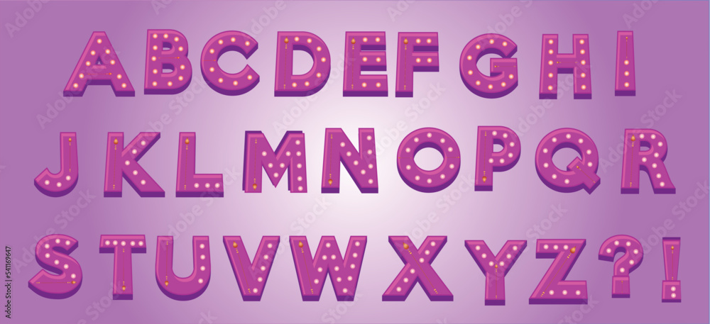 Purple Light Bulb Alphabet Letters font Stock Vector | Adobe Stock
