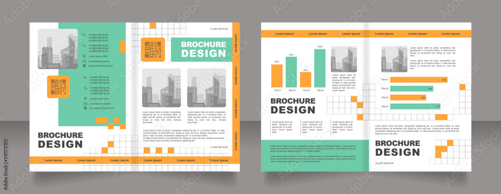 Marketing with data graphs bifold brochure template design. Statistical ...