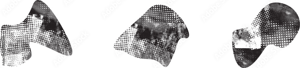 Glitch distorted grungy abstract forms . Blob shape organic. Template ...