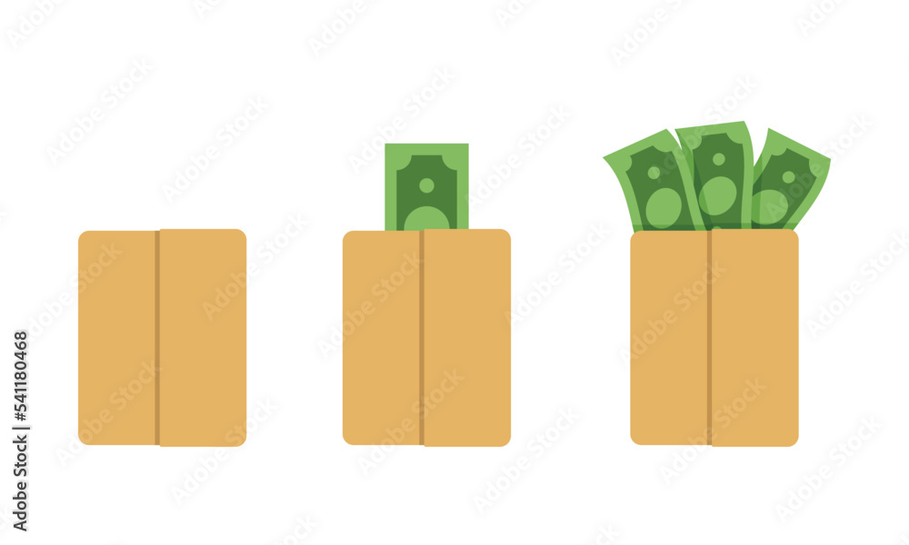 Money in paper envelope clipart vector design illustration. Green money ...