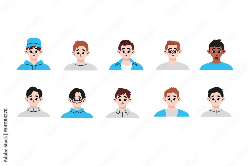 Avatar profile icons set, male icons without face. Vector illustration ...