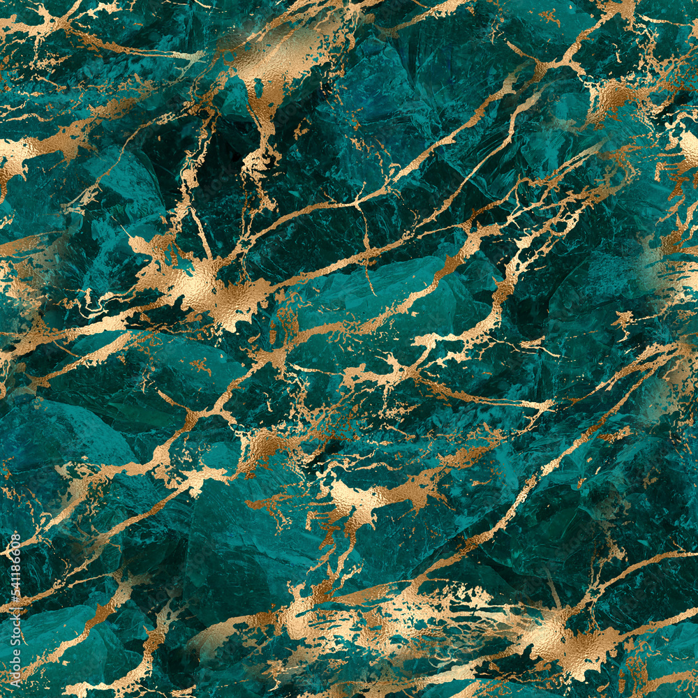 Seamless pattern with Teal and Gold Marble texture Stock Illustration ...