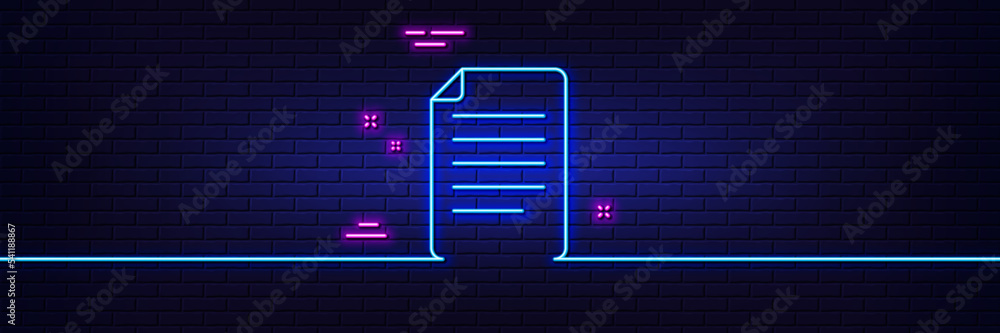 Neon light glow effect. Document Management line icon. Information File ...