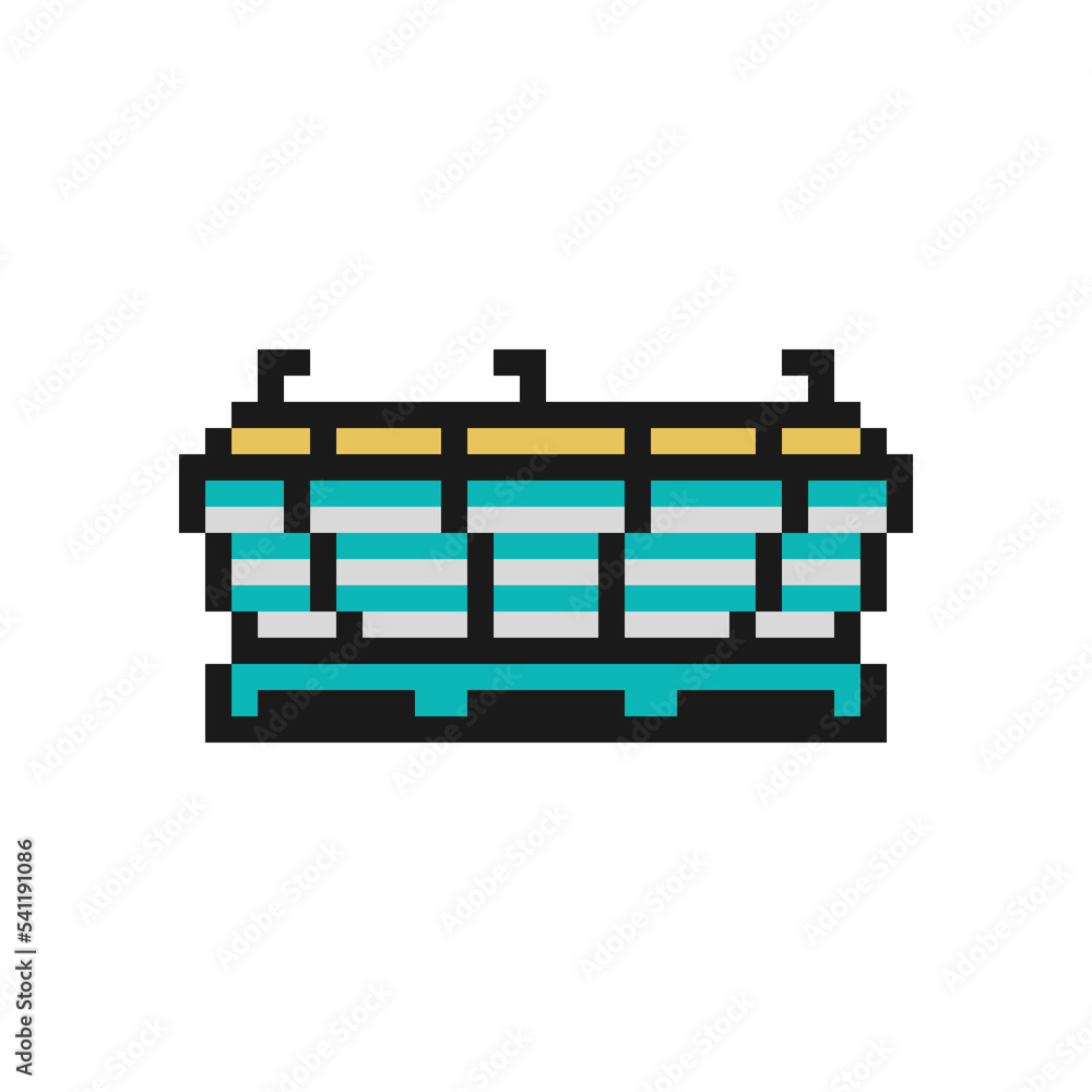 Stadium icon. Soccer or football symbol in pixel art design isolated on ...