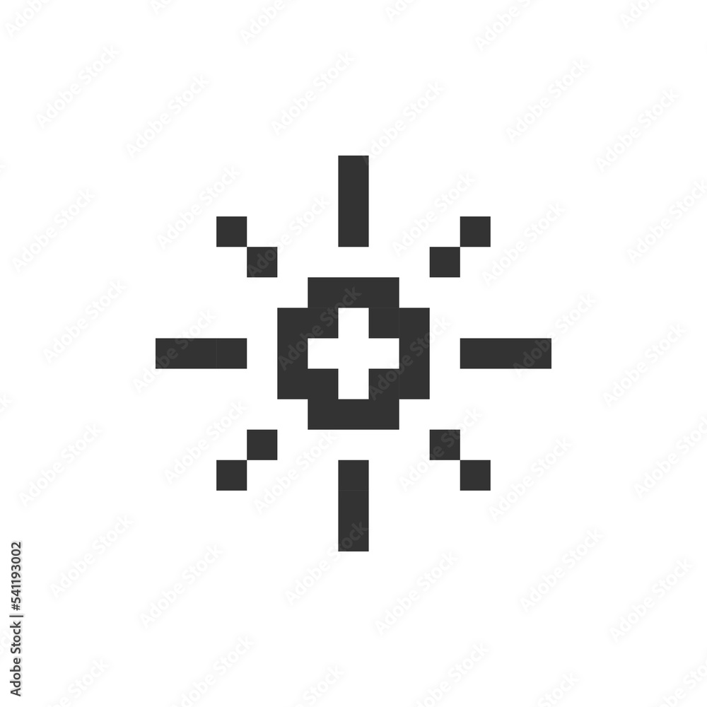 Light mode pixelated ui icon. Daytime theme. Adjust screen brightness ...