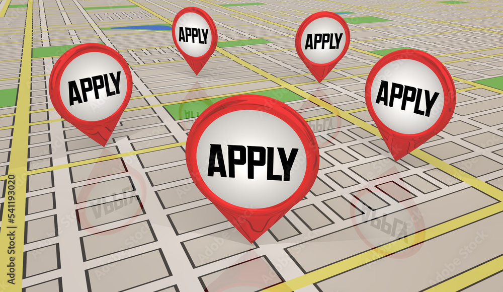 Apply Here Locations Map Pins Application Spots 3d Illustration Stock ...