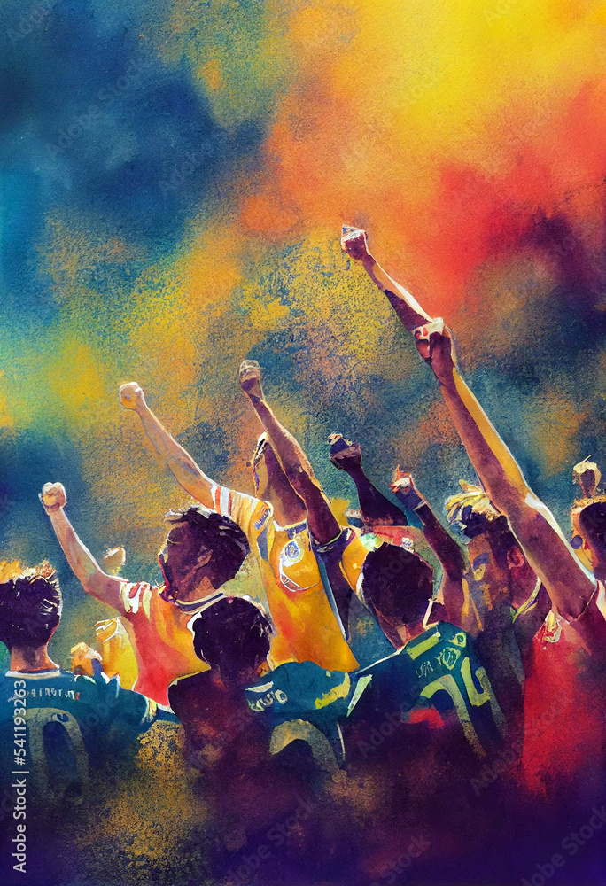 Soccer fans. Football hooligans. Football fans celebrating team victory ...