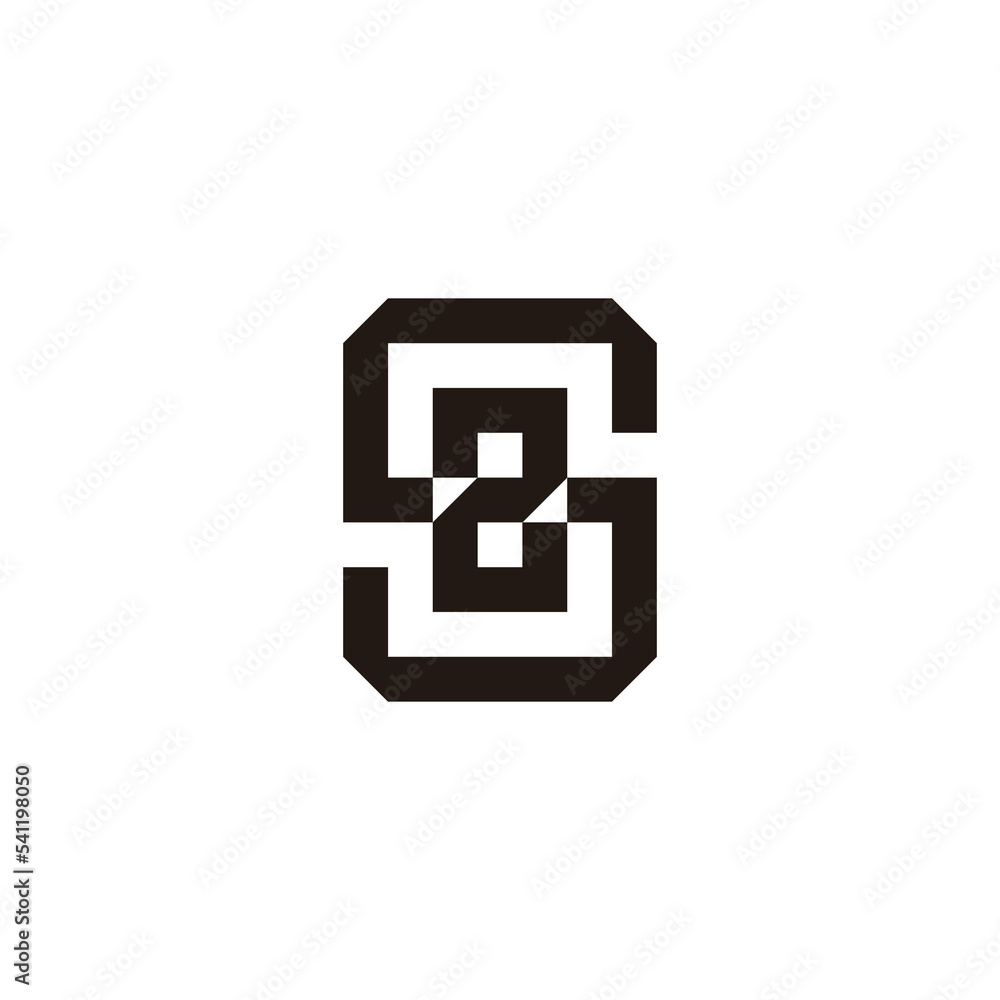 Letter S, number 2 square geometric symbol simple logo vector Stock ...