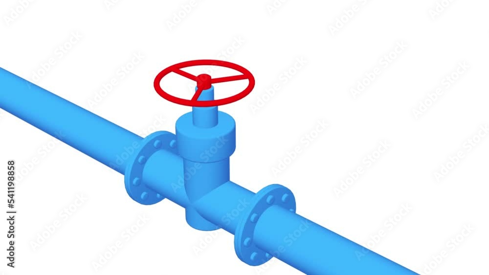 Red valve on the main gas pipeline. Industrial faucet for water, oil ...