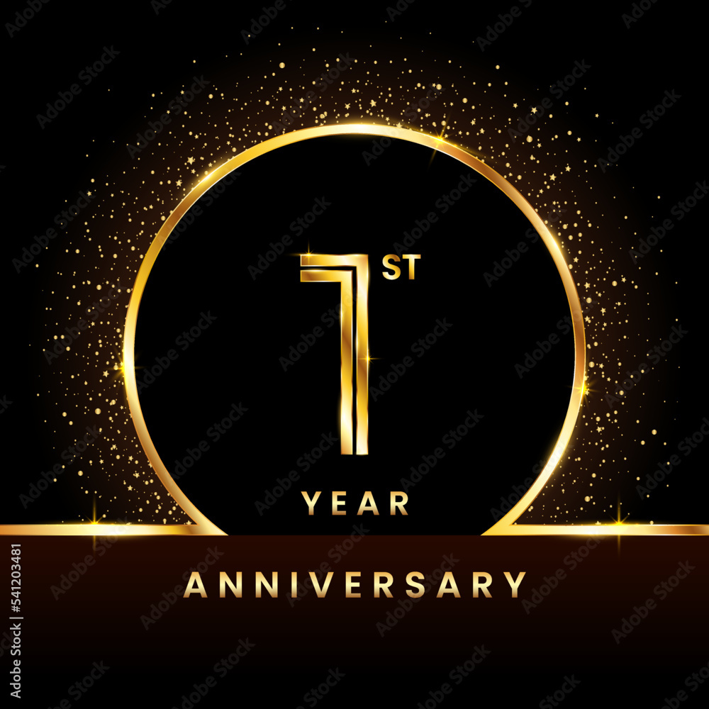 1st Anniversary Logo. Golden Anniversary template design for ...
