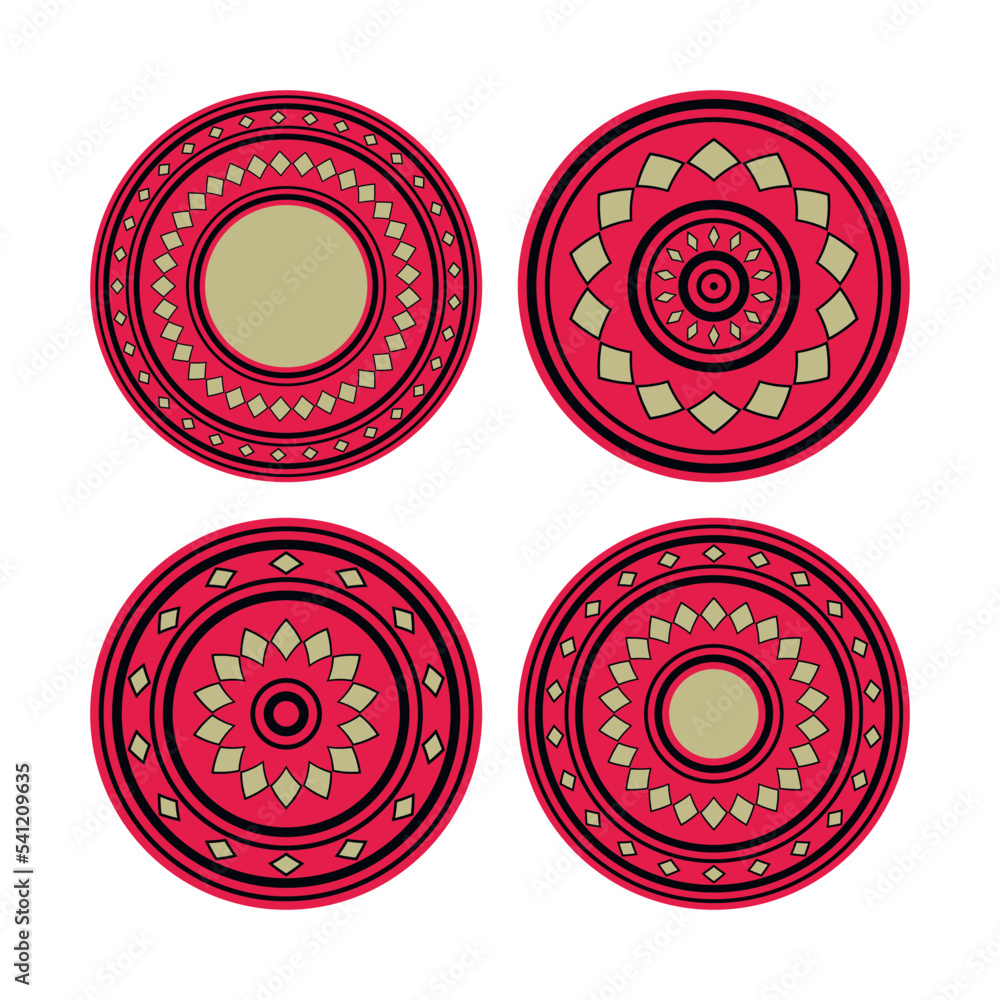 Geometric aboriginal art icon. Ethnic tribal rounded ornament. Afican ...