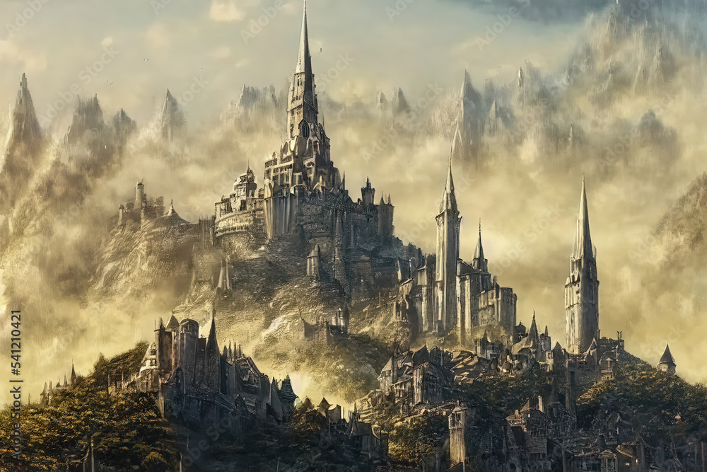 Concept art featuring fantasy castle in the middle ages. Medieval ... Concept art featuring fantasy castle in the middle ages. Medieval ...