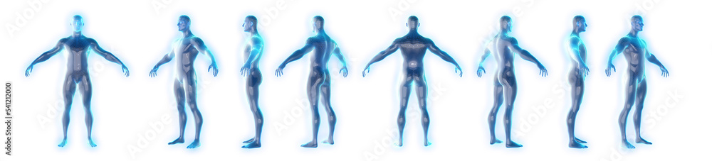 360 degree rotating male 3d body model on x-ray Stock Illustration ...