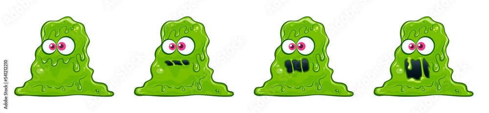Children Imaginary armless cute green cartoon alien slug monster with ...