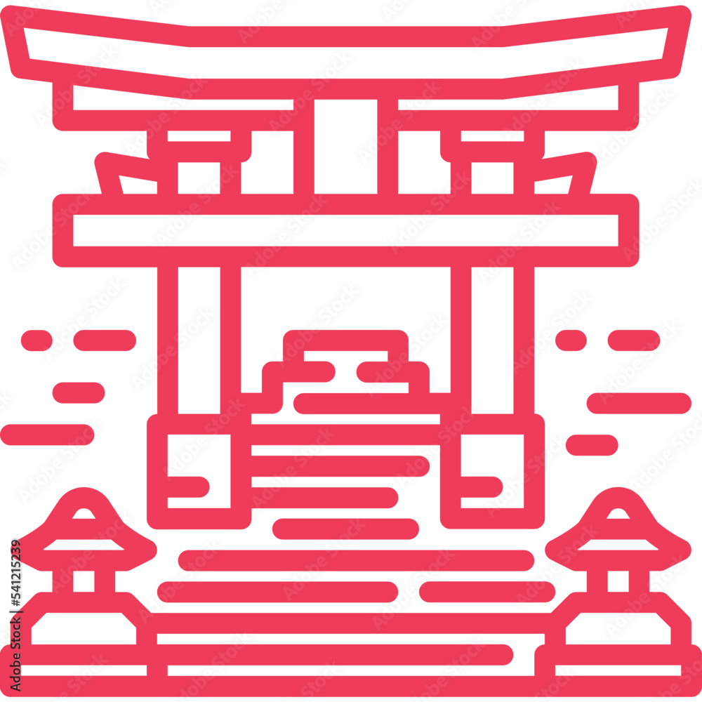 torii gate shring temple line icon illustration for printing,web,app ...