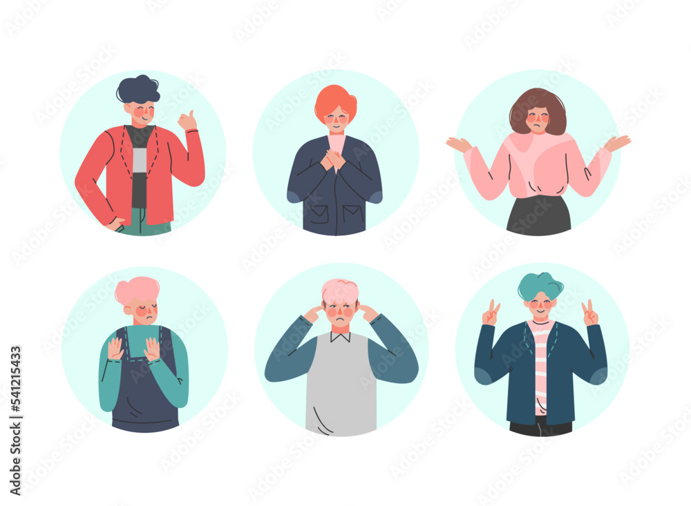 Young Man and Woman Making Positive and Negative Hand Gestures in ...