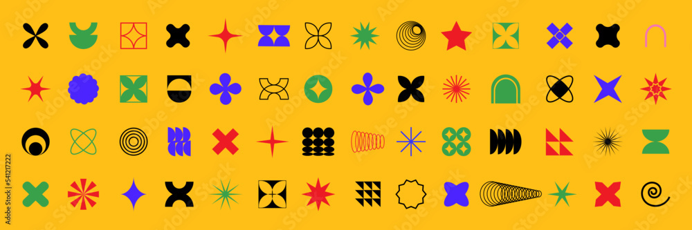 Set of geometric brutalism shapes.Abstract geometric brutalist elements ...