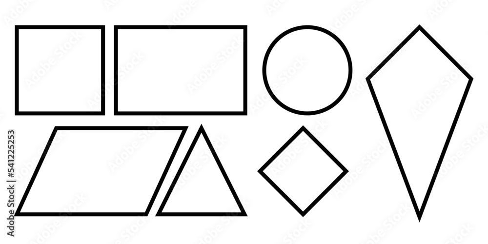 set of flat shapes for math subjects. There are 7 flat shapes including ...