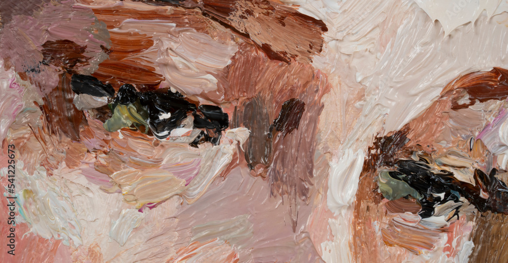 Oil painting on canvas. An expressive fragment of the female body. A ...