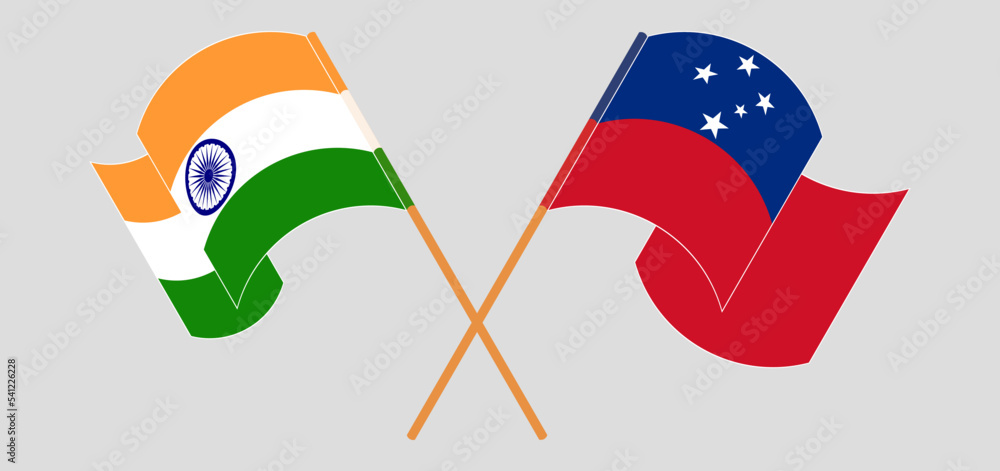Poster Crossed and waving flags of India and Samoa – Wall Art | UkPosters