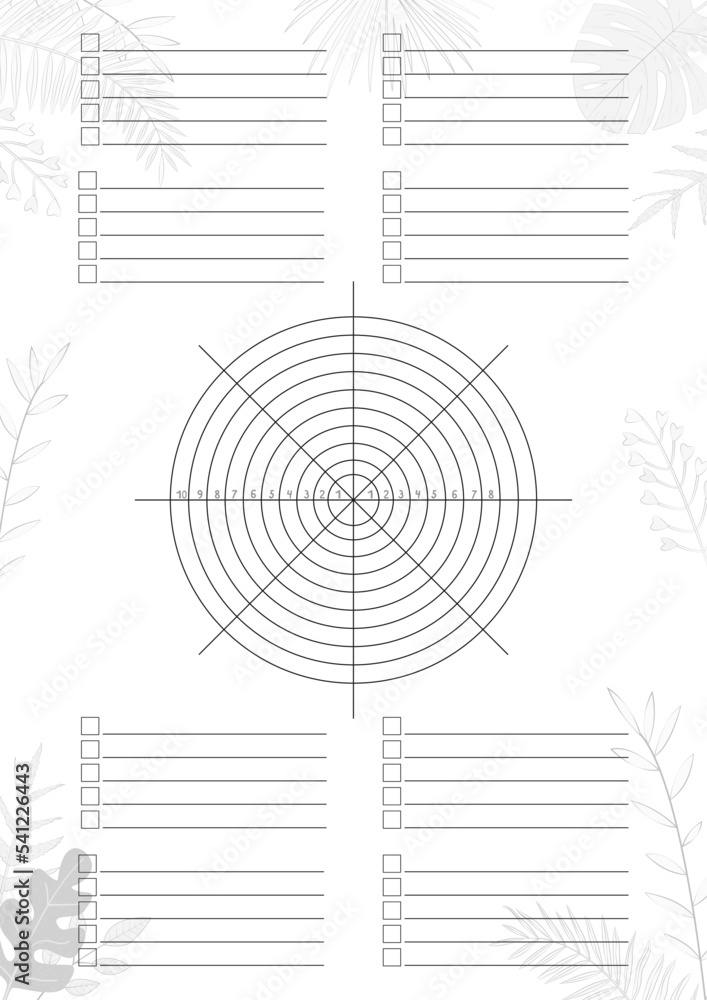 Empty Wheel of Life - diagram with blank lines to fill. A4 print ready ...