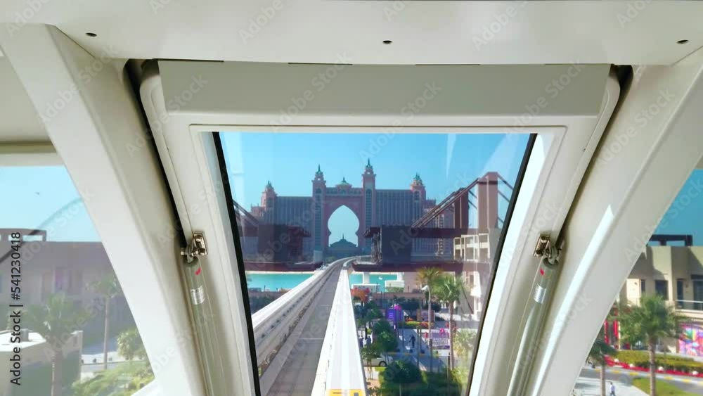 Palm Jumeirah Monorail ride with Atlantis the Palm Hotel view, Dubai ...