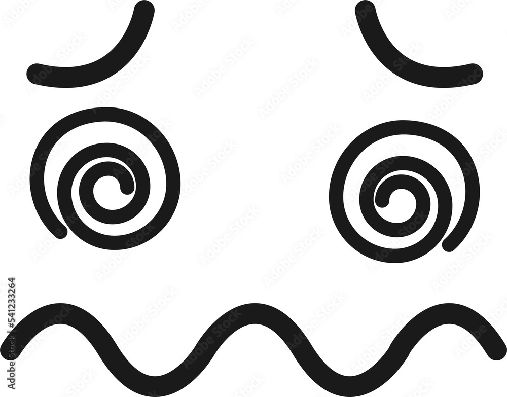 Cartoon doodle of facial expression emoticon, Dizzy face. Stock ...