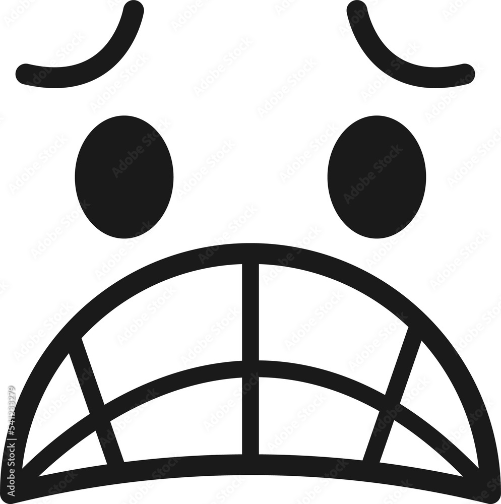 Cartoon doodle of facial expression emoticon, Anxious face. Stock ...