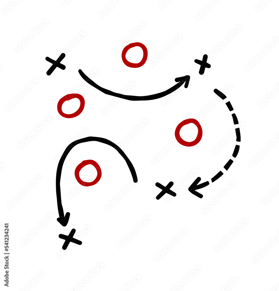 Sports tactics and strategy. Scheme of movement of team player Stock ...