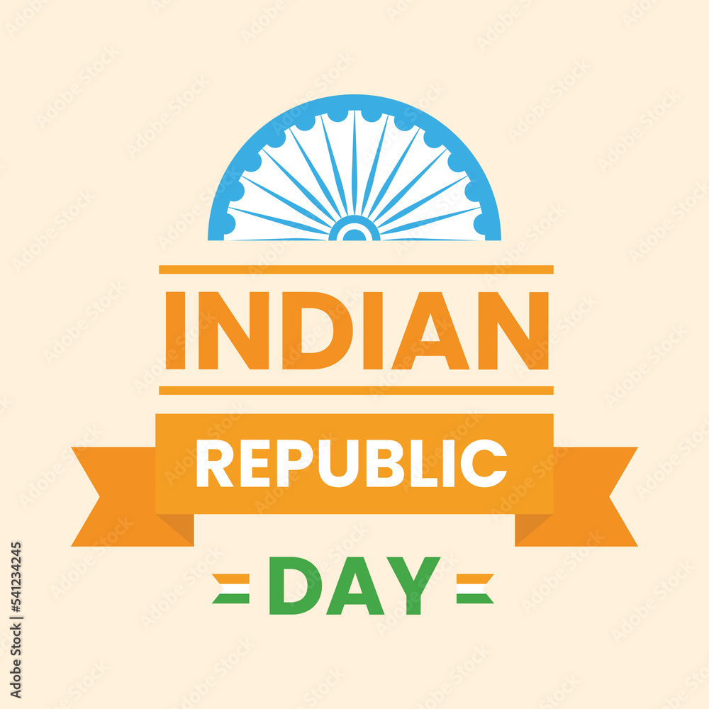 Creative Indian Republic Day Font Text With Half Ashoka Wheel On Peach ...