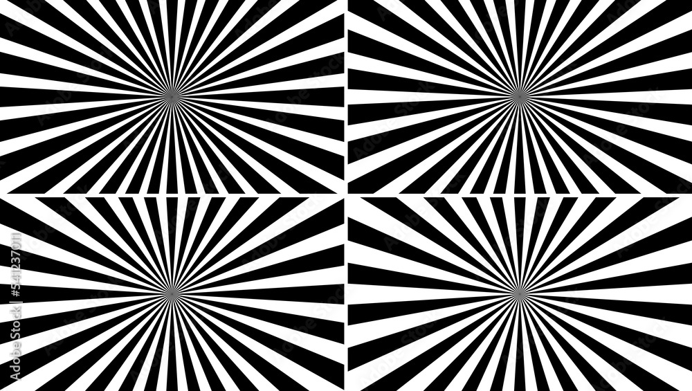 Sun ray black and white background. Set of different ray numbers. Stock ...