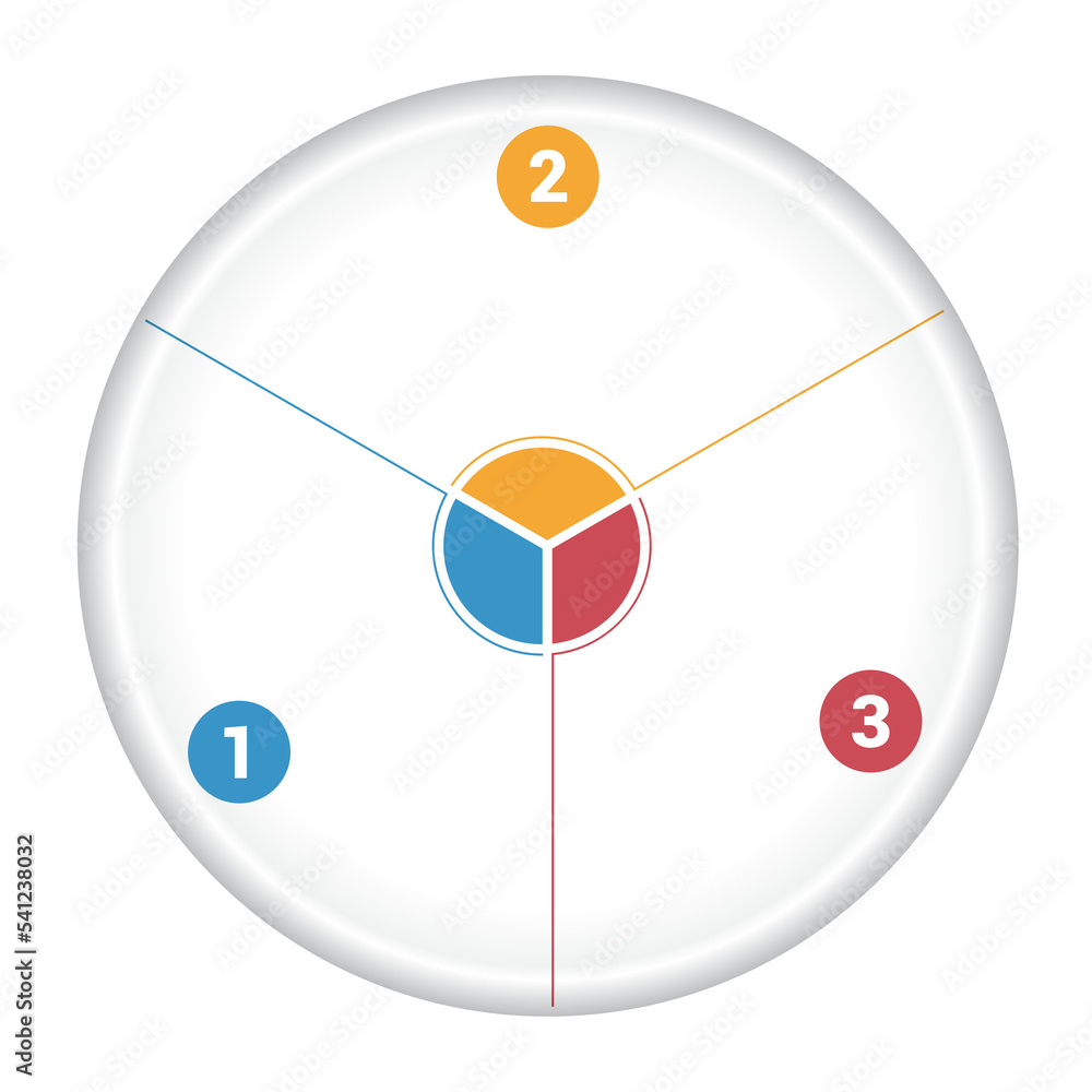 Infographic template, pice chart numbered, 3 positions, isolated Stock ...