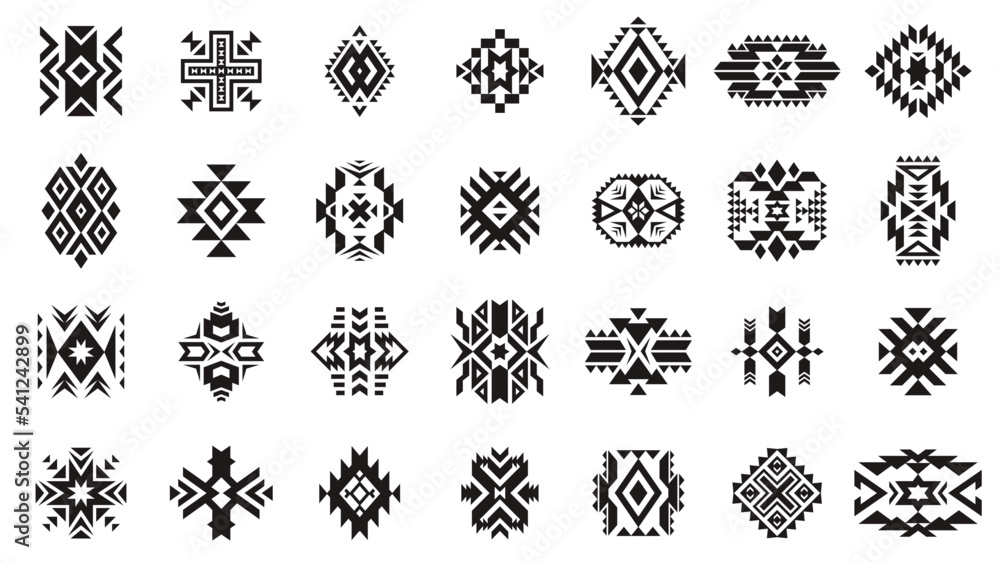 Aztec tribal ornament. Geometric ethnic motif elements of native ...