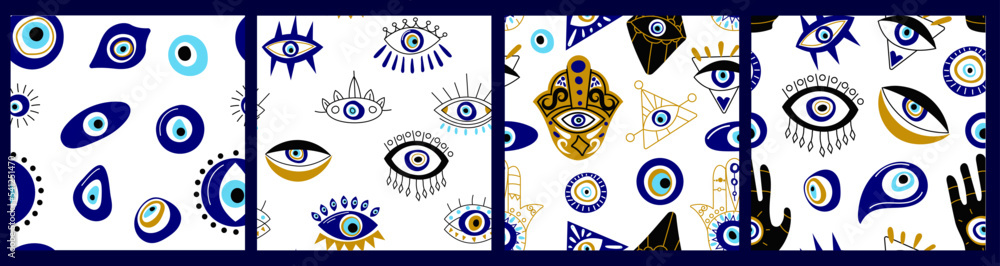 Evil eye pattern. Seamless print of Turkish Greek protection amulet ...
