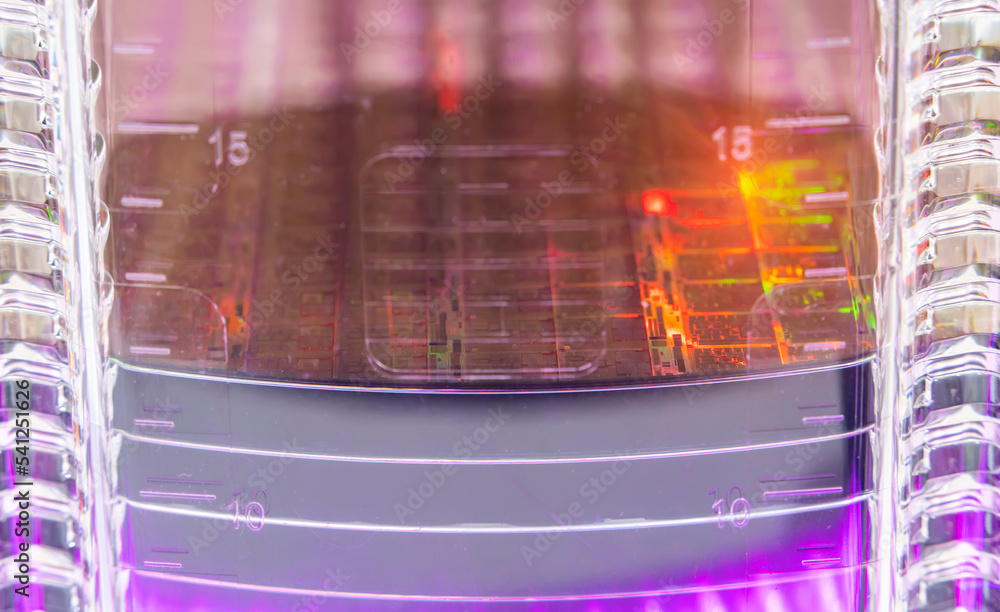 Silicon Wafer Under Cleanroom Fabrication in plastic holder box Stock ...