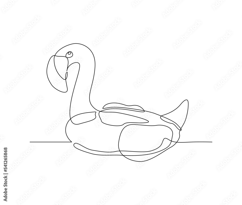 Continuous one line drawing of flamingo bird dol. Beautiful flamingo ...