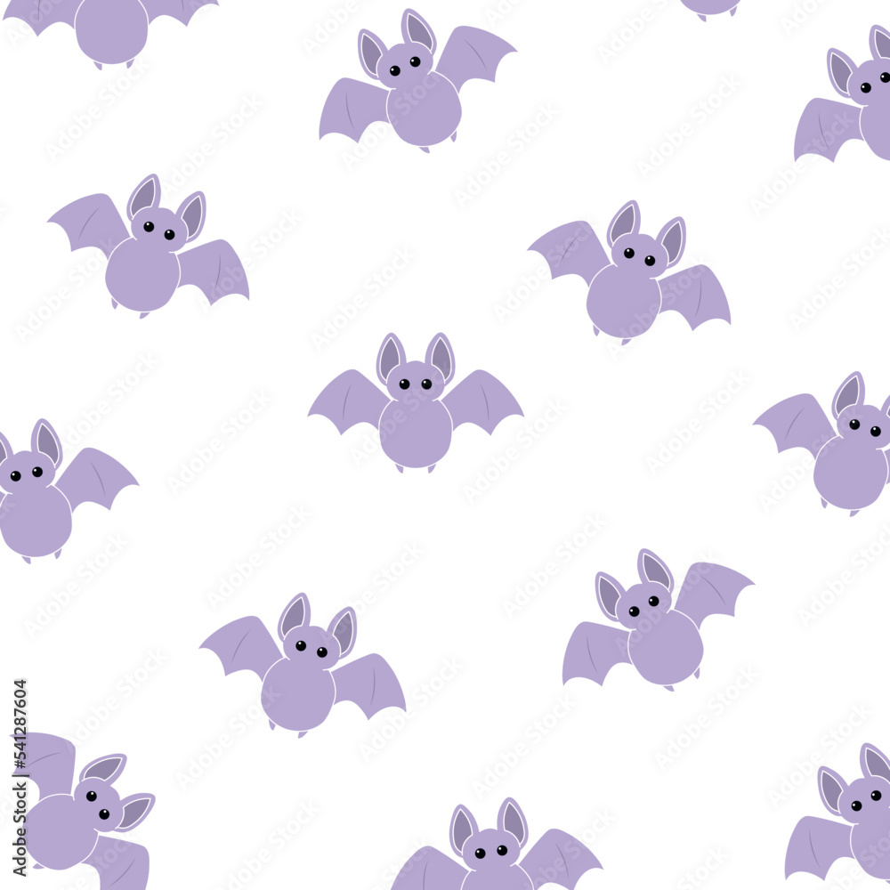 Cute pastel violet flying bats pattern. Halloween funny seamless ...