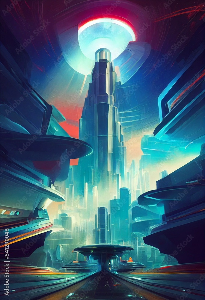 Alien city of the future energy beam scifi tower science fiction other ...