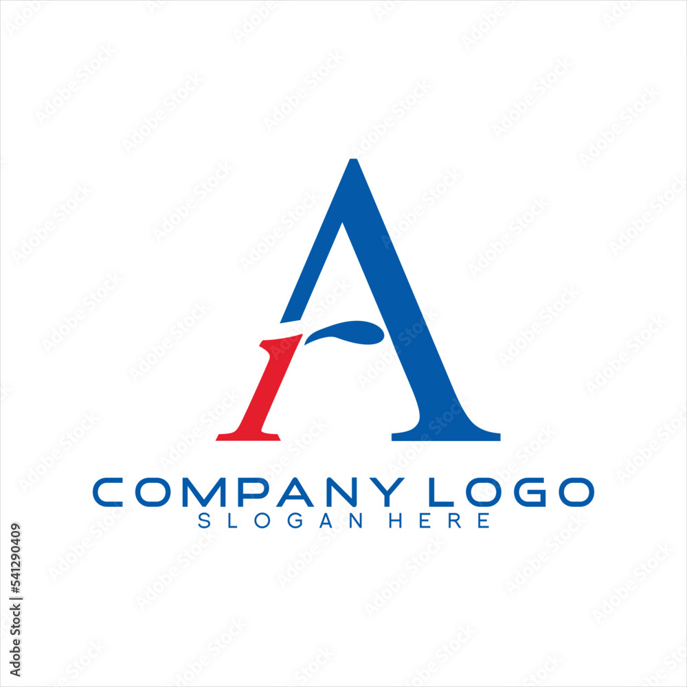 Letter A vector logo design with number one. Stock Vector | Adobe Stock