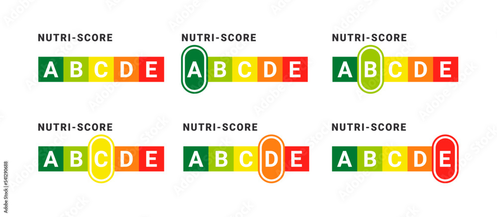 Nutri-score badges concept. Food rating system signs. Health care ...
