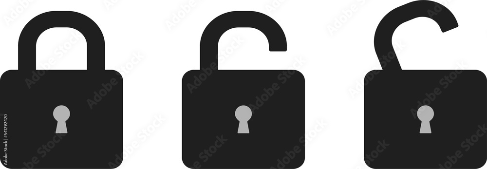 Lock open and lock closed icons, yellow padlocks shapes illustration ...
