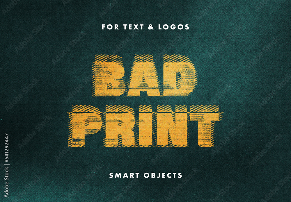 Bad Letterpress Print Text Effect Mockup Stock テンプレート | Adobe Stock