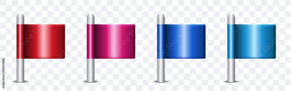 3d Map pin flag. Set of flag for the map. Navigation marker on the map ...